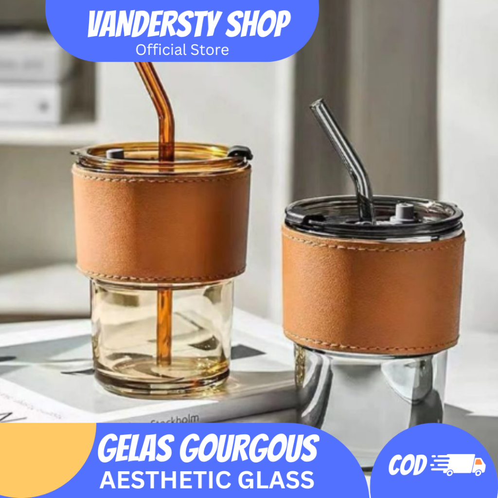 Jual Tumblr Gelas Kaca Georgous 400ml Sedotan dan Tutup Gelas Kopi ...