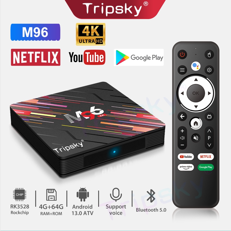 Jual Tripsky M96 Android tv box Ram 4gb Rom 64gb Remote Voice Support Bluetooth Tv Box Android ...