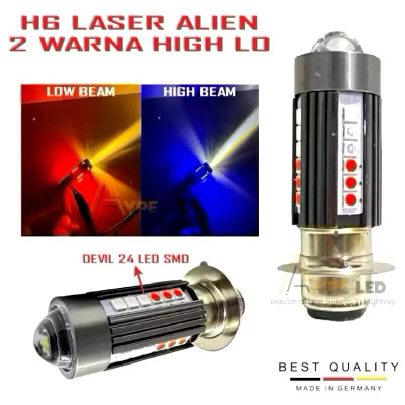Jual LAMPU UTAMA MOTOR H6 LASER 30 LED ALIEN H6 LED LASER 2 WARNA HI / LOO 20 WATT | BOHLAM LED ...