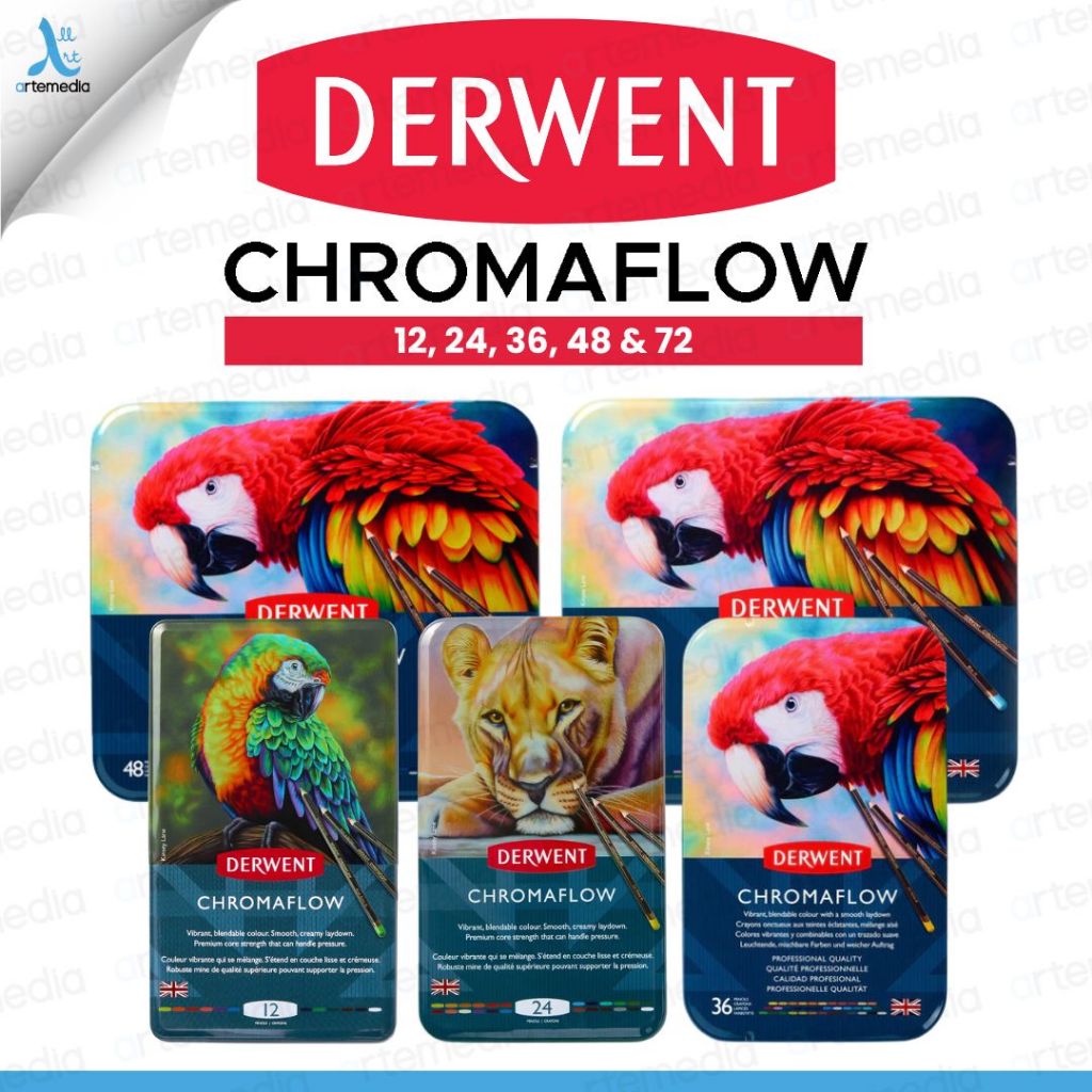 Jual Derwent Chromaflow Colored Pencil Set 12–72 Colors | Creamy Firm ...