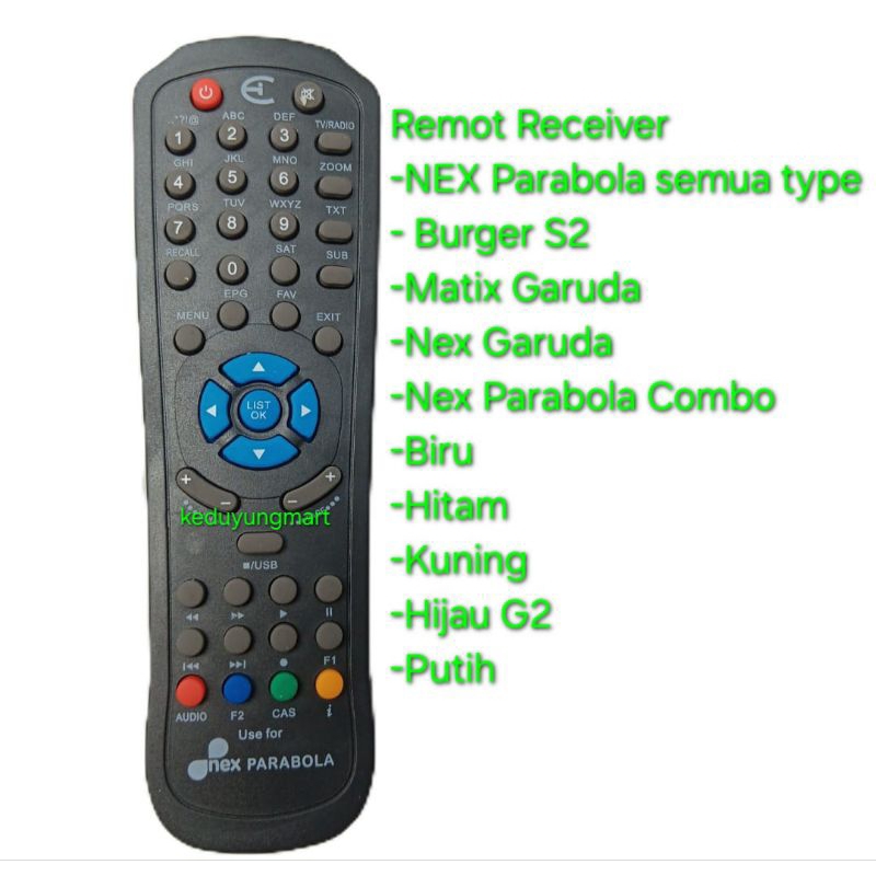 Jual Remot Nex Parabola Receiver hijau kuning biru burger S2 mola ...