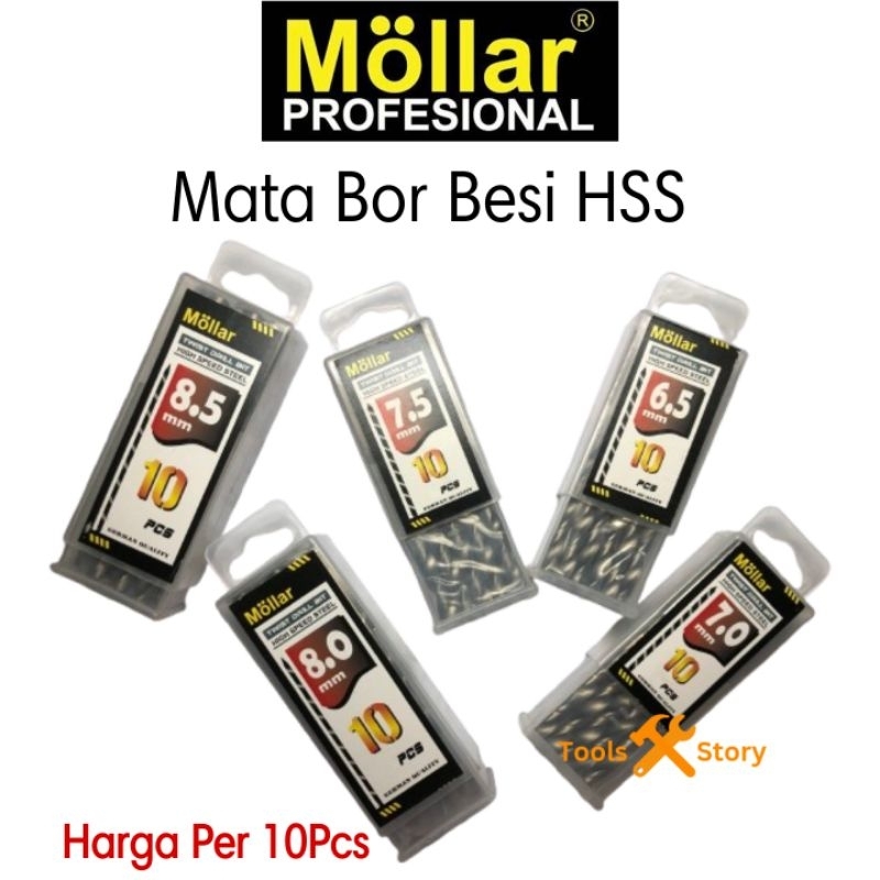 Jual MOLLAR GROSIR 1Box Isi 10Pcs Mata Bor Besi HSS 6,5mm 7mm 7,5mm 8mm ...