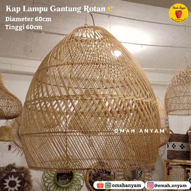 Jual kap lampu gantung rotan | kap lampu bahan alami | kap lampu rotan ...