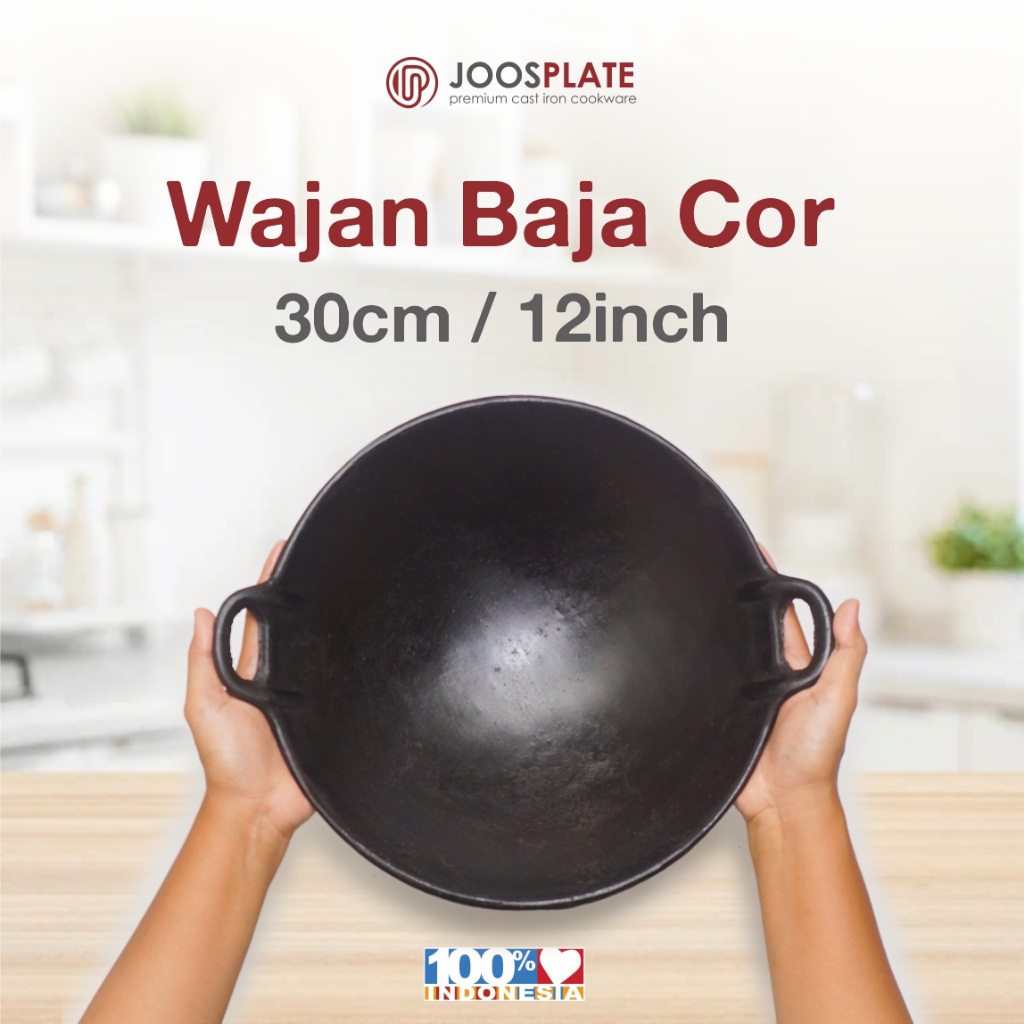 Jual Wajan Baja Cor ukuran 30cm Tebal Anti Lengkat / Cast Iron Wok ...