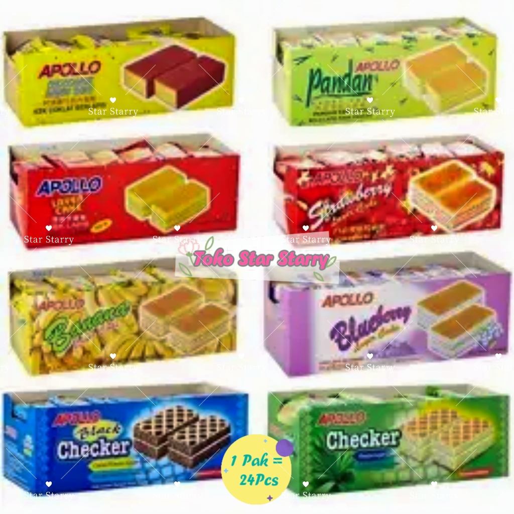 Jual [1 BOX ISI 24 PCS] APOLLO LAYER CAKE BOLU LAPIS CHOCOLATE PANDAN ...