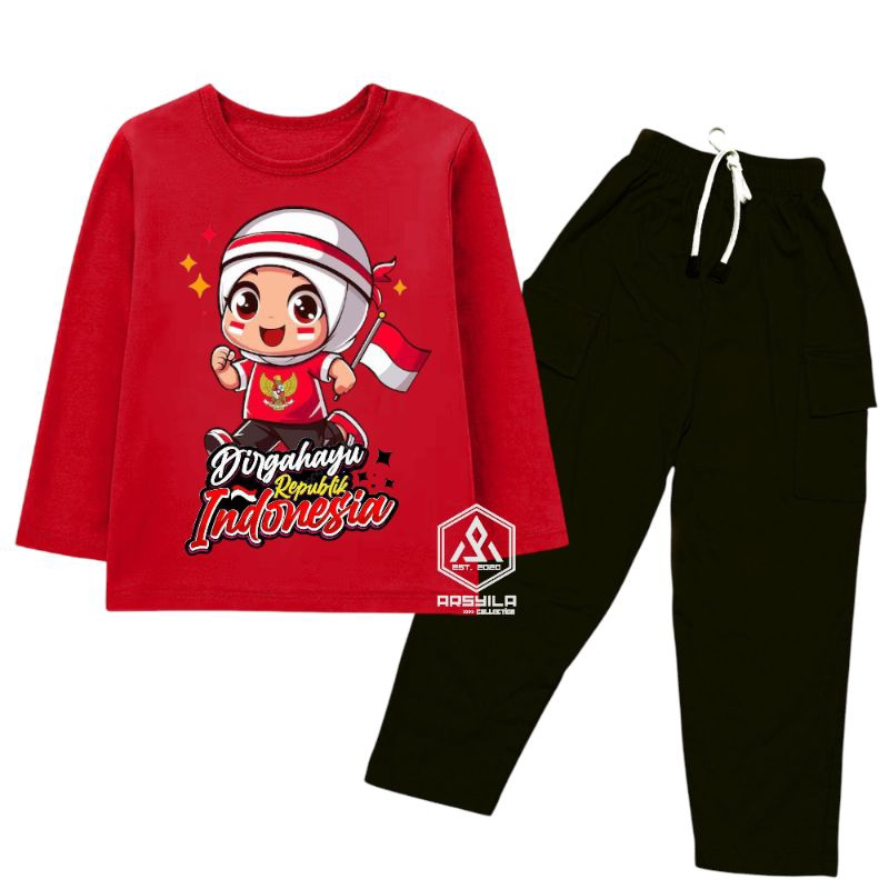 Jual Baju Merah Putih Anak Perempuan Laki Ke80 Pakaian Hut Ri 80 Thn 17Agustusan Bocah Setelan ...
