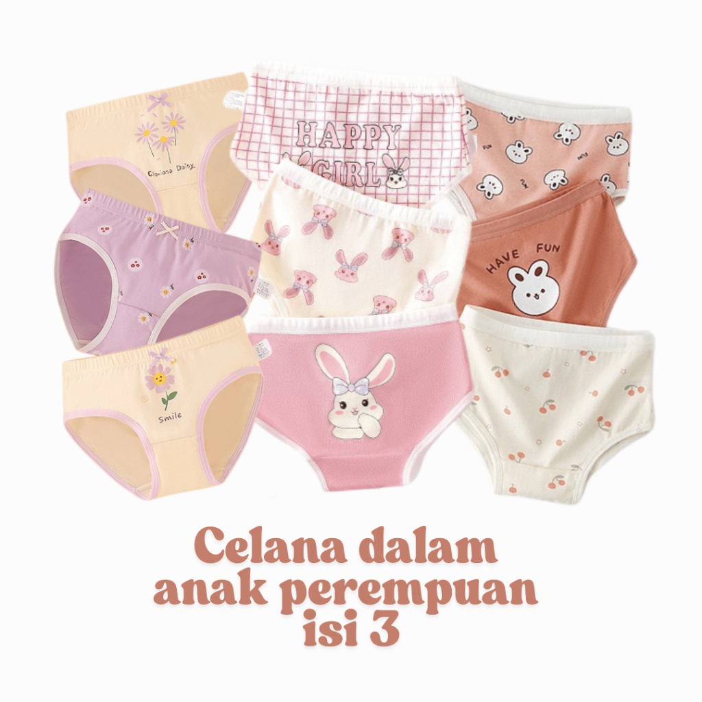 Jual [RESTOCK] (2-11 Tahun) Isi 3 Celana dalam anak perempuan CD anak ...
