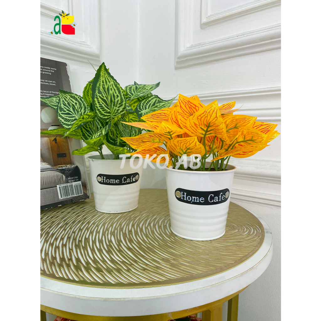 Jual 1 RANGKAIAN VAS BESI TANAMAN BONSAI DAUN PLASTIK POT FLOWER GARDEN ...
