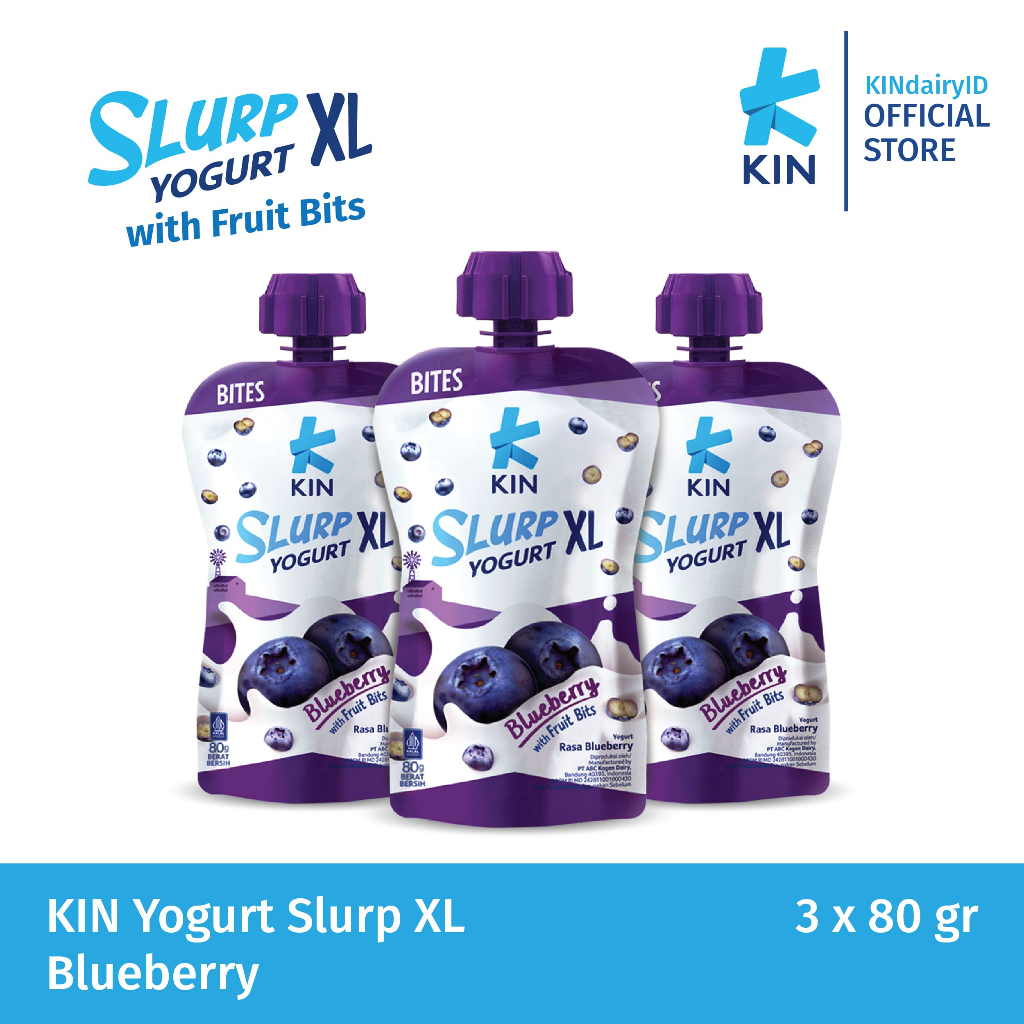 Jual KIN Yogurt Slurp XL Blueberry 3x80gr | Shopee Indonesia