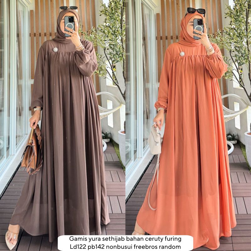 Jual Gamis Yura Dress Sethijab Nokode Bahan Ceruty Furing 6 Warna ...