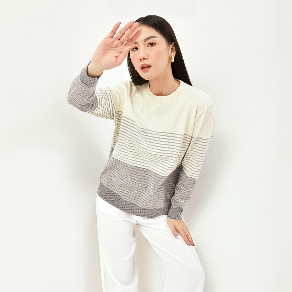 Jual QUEENTIN Sweater Wanita Rajut 446 Stretch Cashmere Knit Motif ...