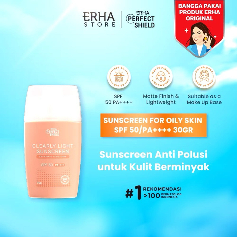 Jual Erha Clearly Light Sunscreen SPF 50 PA++++ 30g | Shopee Indonesia