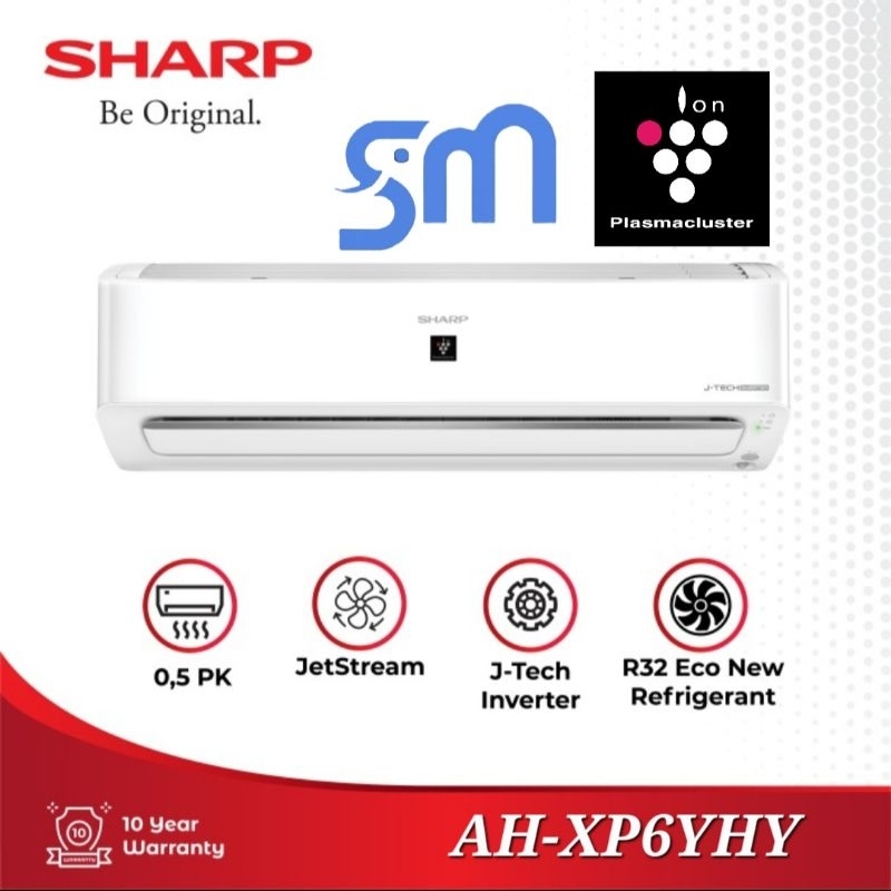 Jual AC Sharp 1/2 Pk AH-XP6YHY Plasmacluster J-Tech Inverter Series | Shopee Indonesia