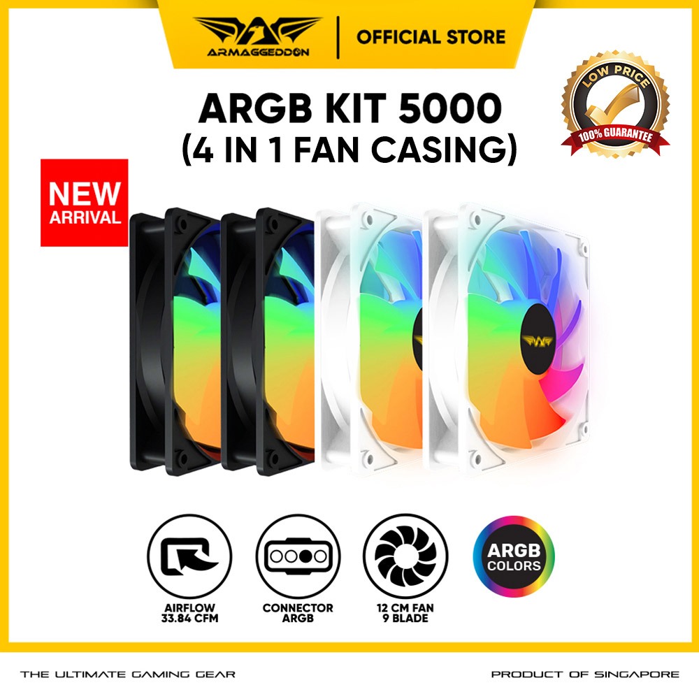 Jual 4 in 1 Fan Casing Armaggeddon ARGB KIT 5000 RGB PC Cooling Fan ...