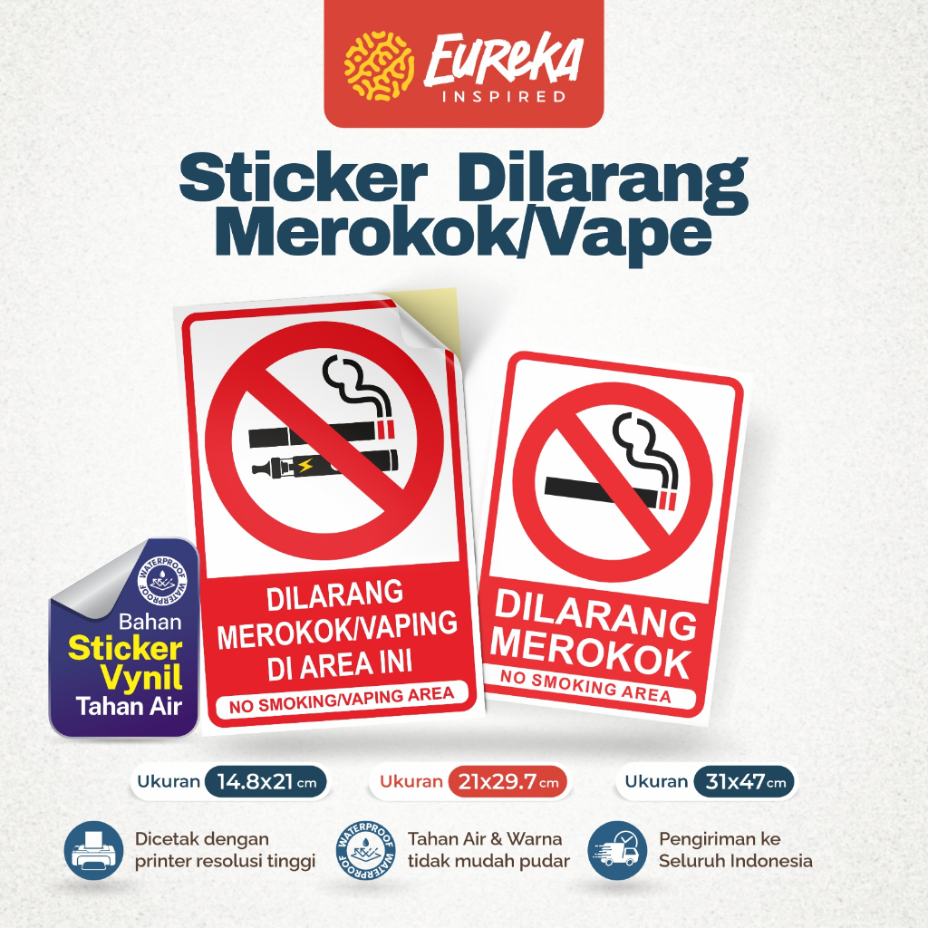 Jual Stiker Vynil Anti Air Peringatan Dilarang Merokok/Vape | Shopee ...