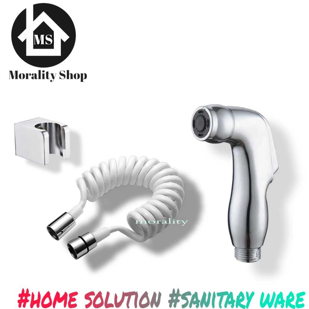 Jual jet shower closet murah kepala chrome selang spiral putih 9908 ...
