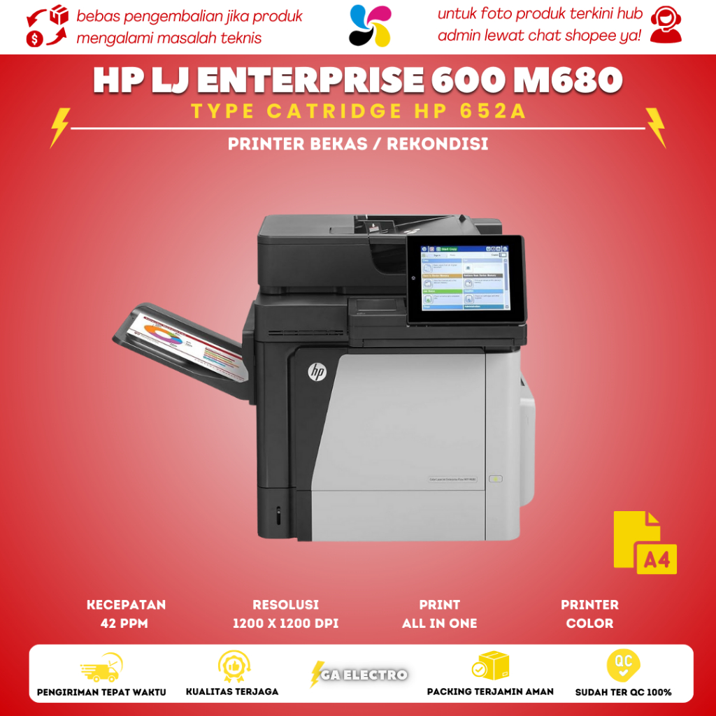 Jual printer hp color laserjet enterprise 600 mfp m680 - printer scan copy print A4 F4 | Shopee ...