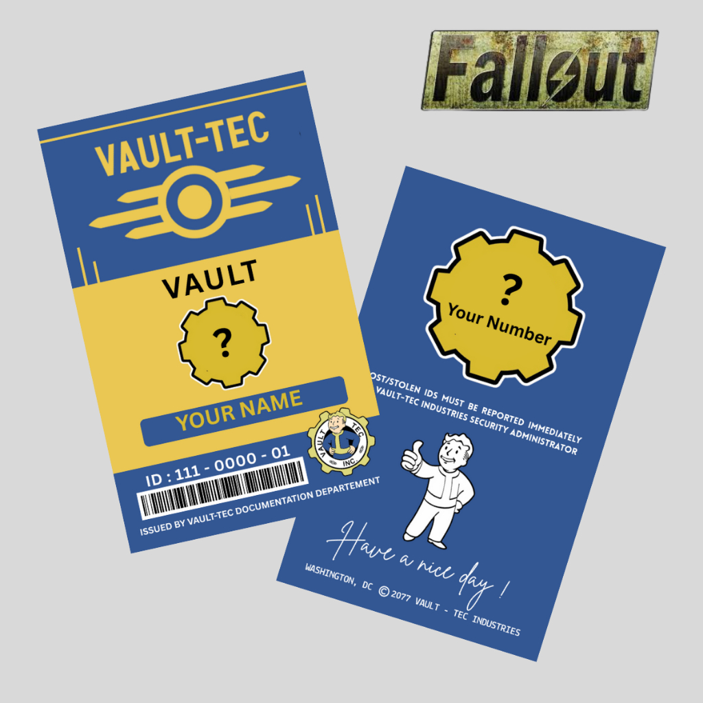 Jual Custom Fallout Vault-Tec ID Badge PVC Plastic Name dan Vault ...