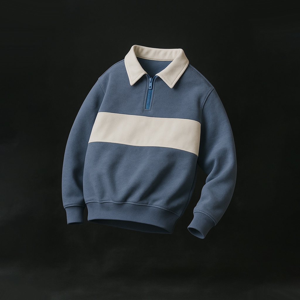 Jual LASTKISS Sweater Klasik Polo Half Zip Rugby Basic – Biru & Putih ...