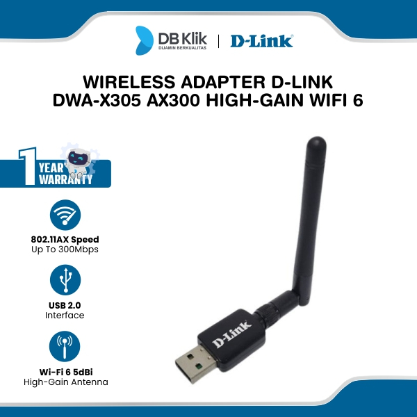 Jual D-Link Wireless Adapter DWA-X305 AX300 High-Gain WiFi 6 | Shopee ...