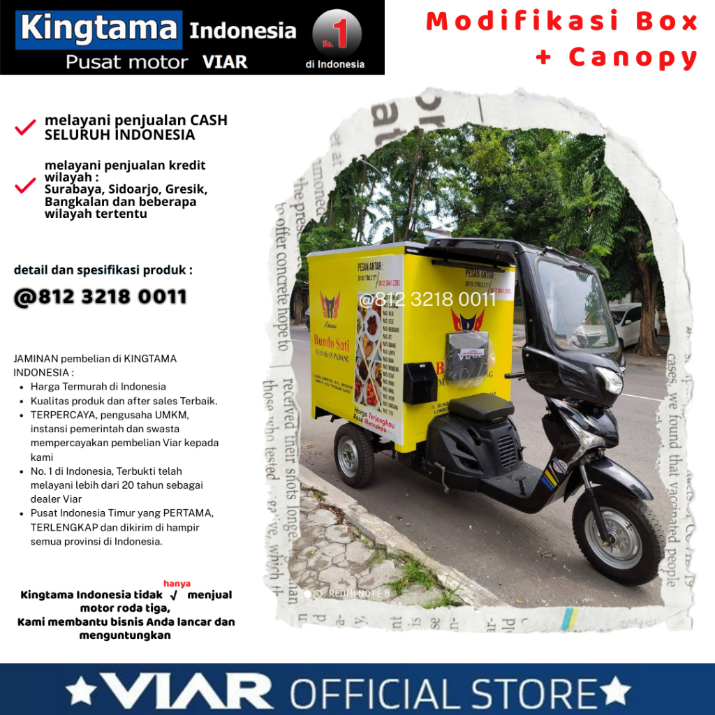 Jual Motor Roda Tiga VIAR NEW KARYA BIT BOX + CANOPY - PROMO- ORIGINAL ...