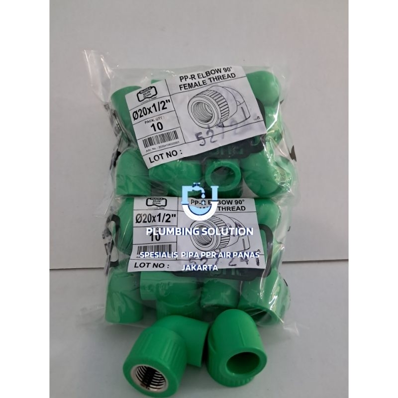 Jual Elbow Drat dalam 1/2 90° PPR/Keni Drat Dalam 1/2 Inch 20mm Elbow Female Thread PPR Rucika ...