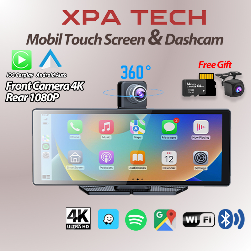 Jual 【XPA TECH】10.26inch Carplay & Android Car Player with 4K Dashcam 360 Rotatable Lens ...