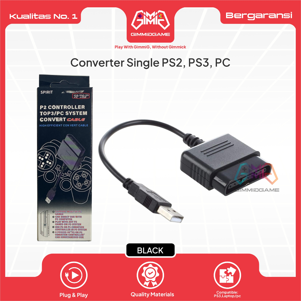 Jual Converter Single USB 1 Slot Stik Stick PS2 ke PS3 PC Single ...
