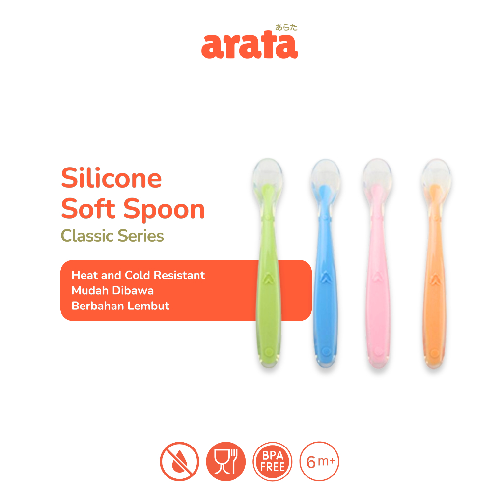 Jual ARATA Silicone Soft Spoon Baby Sendok Silikon Anak Bayi Food Grade ...