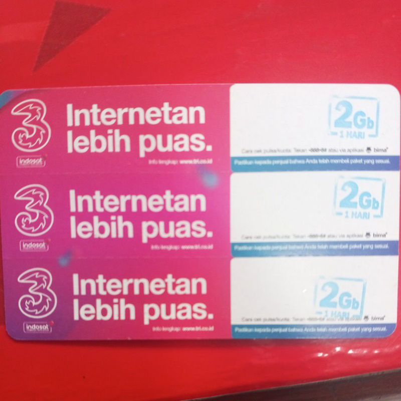 Jual VOUCHER TRI 2GB 1HARI (BERLAKU NASIONAL) | Shopee Indonesia