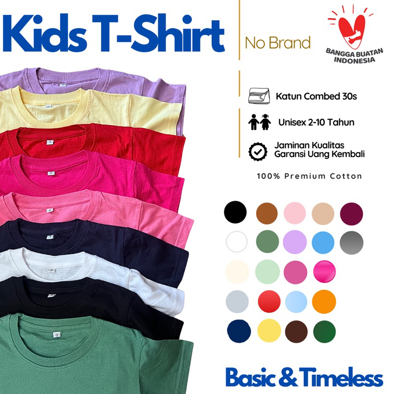 Jual KAOS POLOS ANAK LENGAN PENDEK COTTON COMBED 30S BAJU KAOS KIDS UMUR 3-10TAHUN Kaos Anak ...