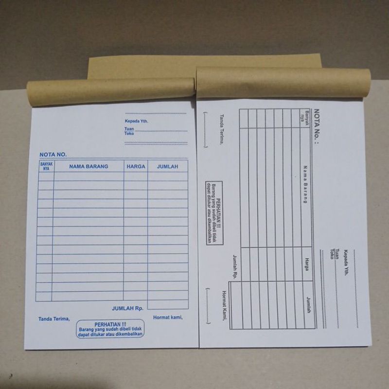 Jual NOTA KONTAN POLOS 1 PLAY ISI 50 LEMBAR BAHAN HVS 70 GSM UKURAN 1/4 ...