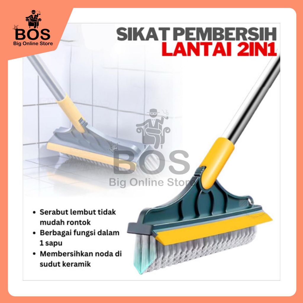 Jual BOS - Sikat Lantai Panjang 2in1 V Shape Sapu Kamar Mandi Gagang Toilet Vshape Multifungsi ...