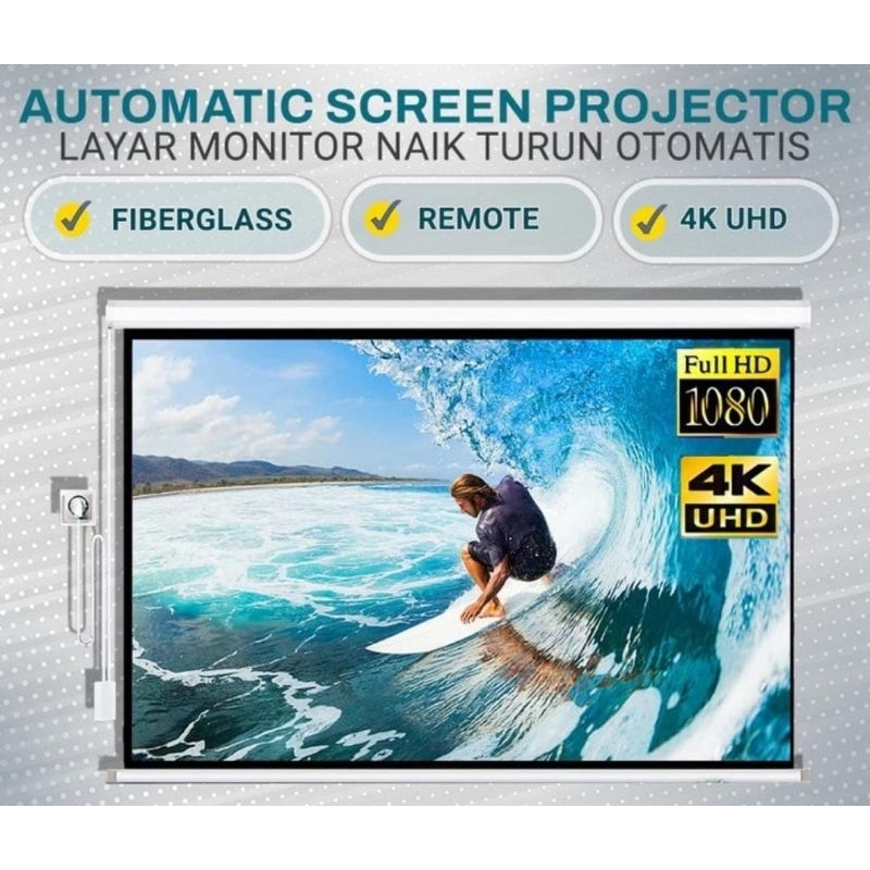 Jual Screen Projector Motorized 60" Inch - Layar Proyektor Elektrik ...