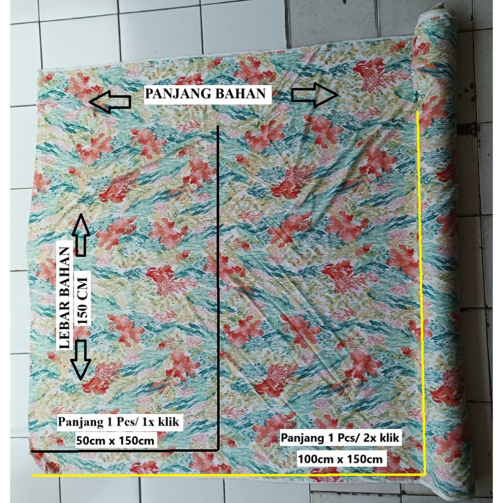 Jual Kain katun rayon viscose premium motif bunga kecil hitam motif ...