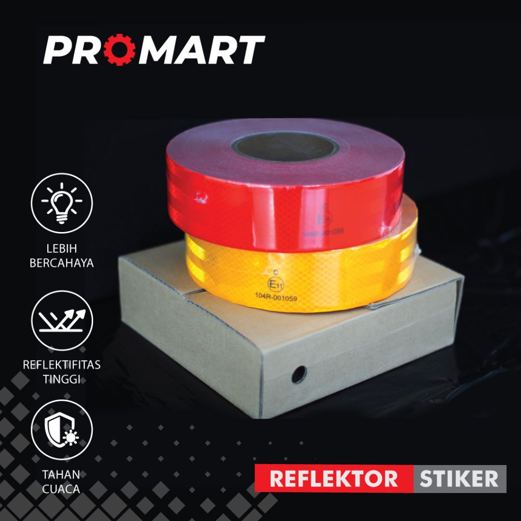 Jual STICKER REFLECTOR MERAH KUNING PUTIH 1 ROLL E11 / REFLECTIVE TAPE ...