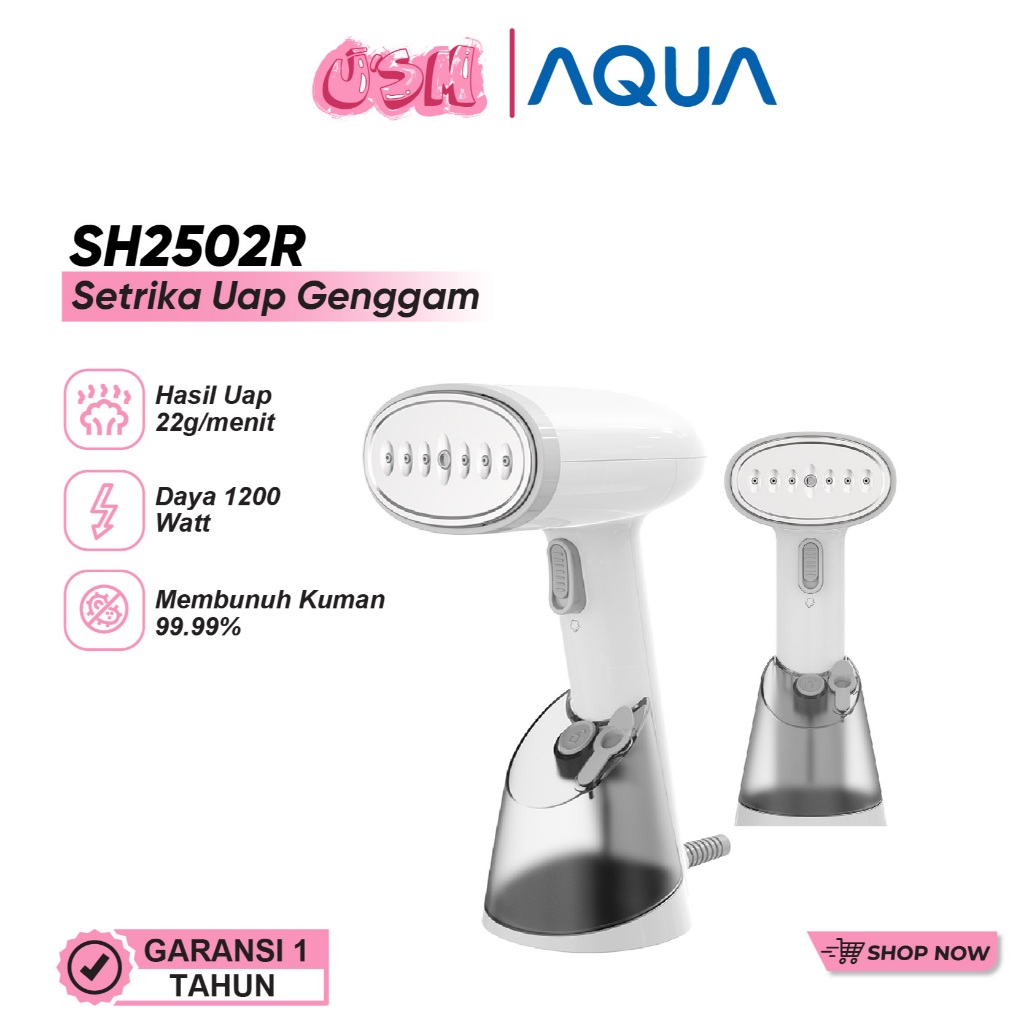 Jual AQUA SH2502R 1200W Portable Setrika Uap Laundry Handheld Steamer ...