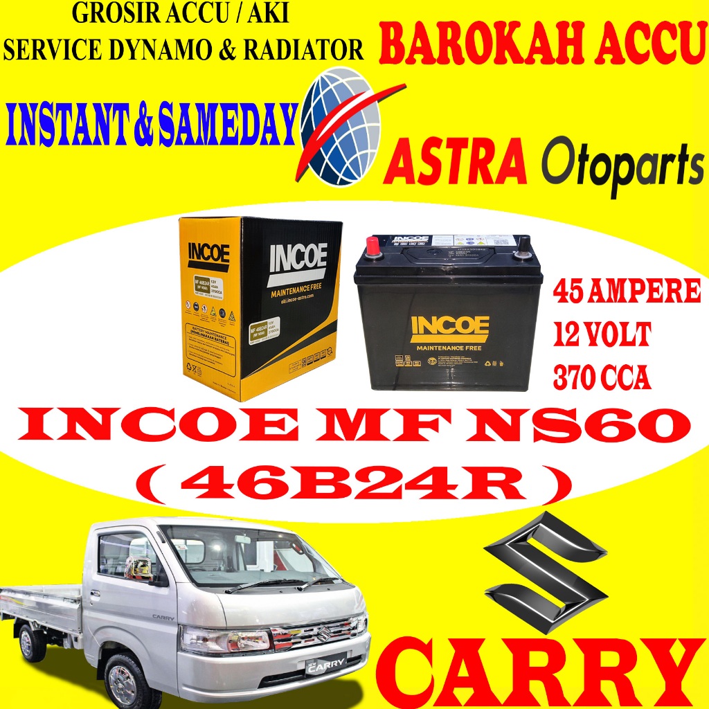 Jual AKI MOBIL SUZUKI CARRY INCOE MF NS60 / 46B24R , 45 AH ASTRA OTOPARTS | Shopee Indonesia