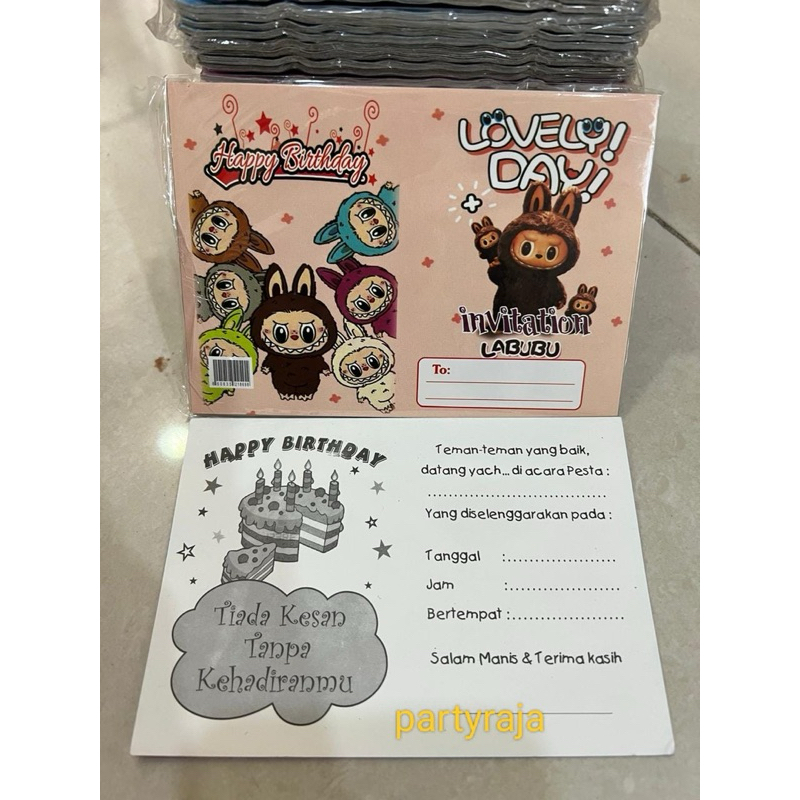 Jual isi 10lembar Kartu Undangan Karakter Labubu / Kartu + Plastik ...