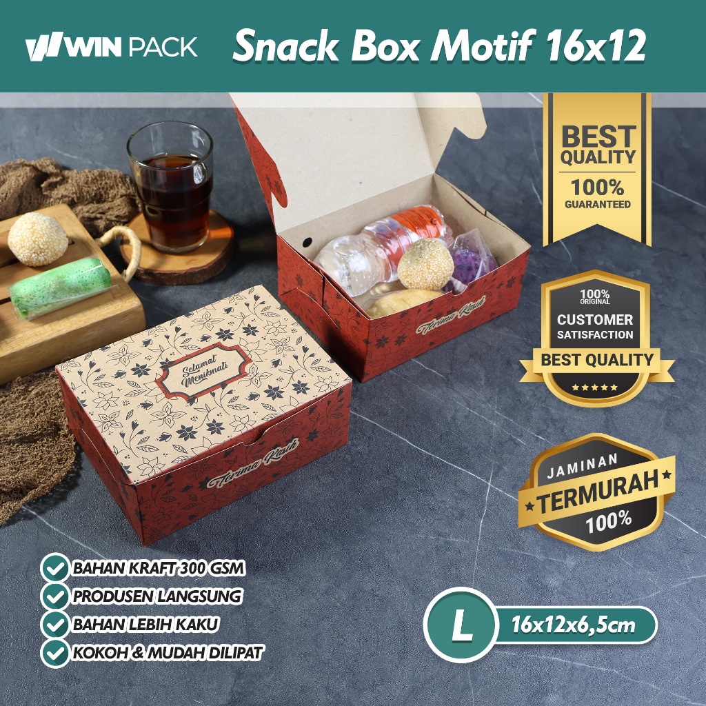 Jual Isi 50 Pcs SNACK BOX DUS KUE | SIZE 16x12 | KRAFT 300 GSM | MOTIF ...