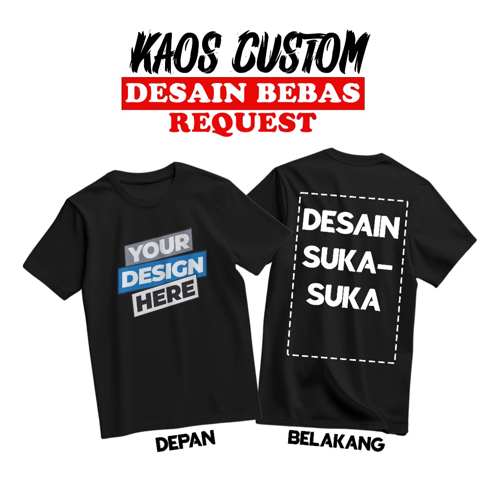 Jual Baju Kaos Sablon Custom Satuan Foto Gambar Nama Tulisan Kata kata Desain Sendiri Teknik ...