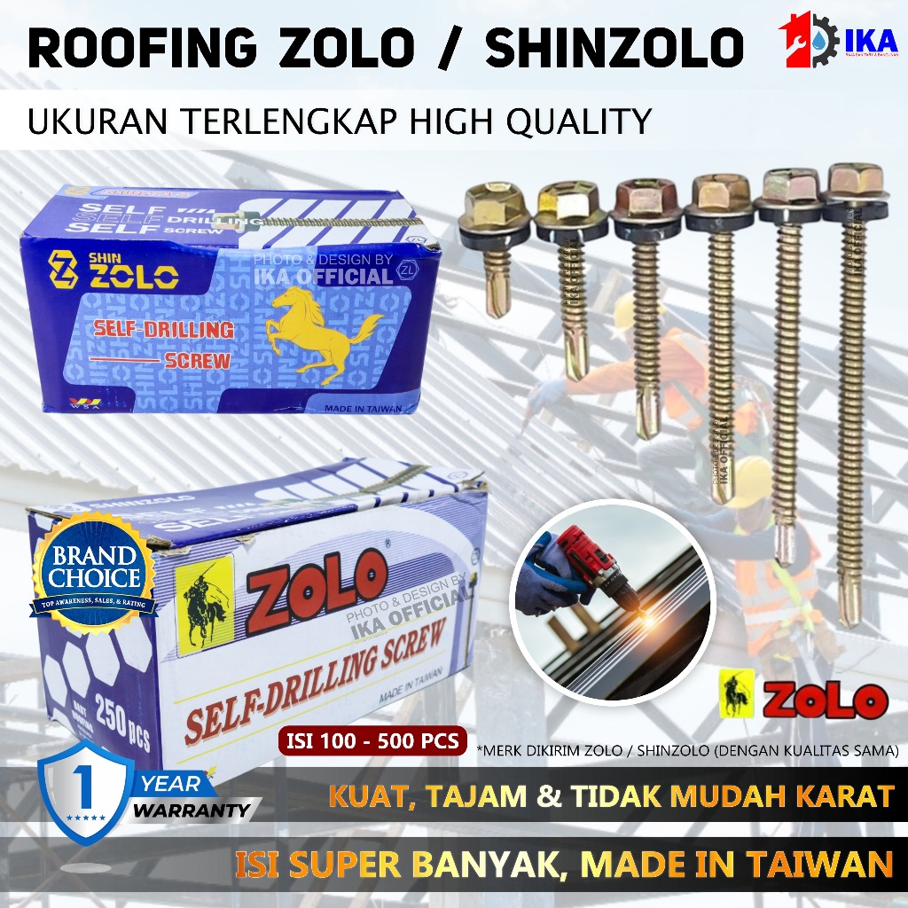 Jual Baut Roofing 1 Kotak Zollo ShinZollo Semua Ukuran Skrup Sekrup ...