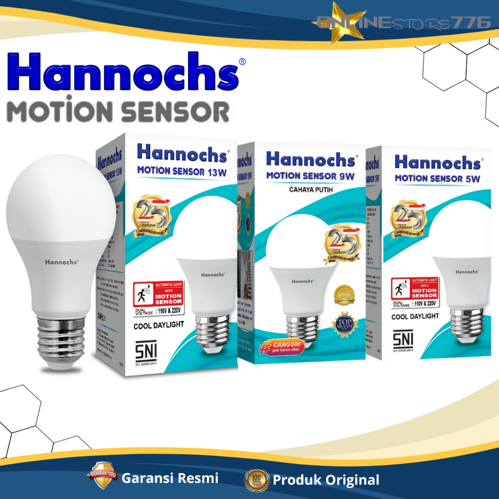 Jual Lampu LED Hannochs Motion Sensor 5W 9W 13W | Bohlam Otomatis Nyala Saat Gerak | Shopee ...