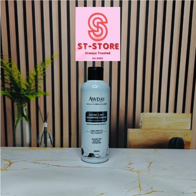 Jual Awday 3in1 Shampoo Keratin Charcoal Hair Treament Serum 250ml BPOM ...