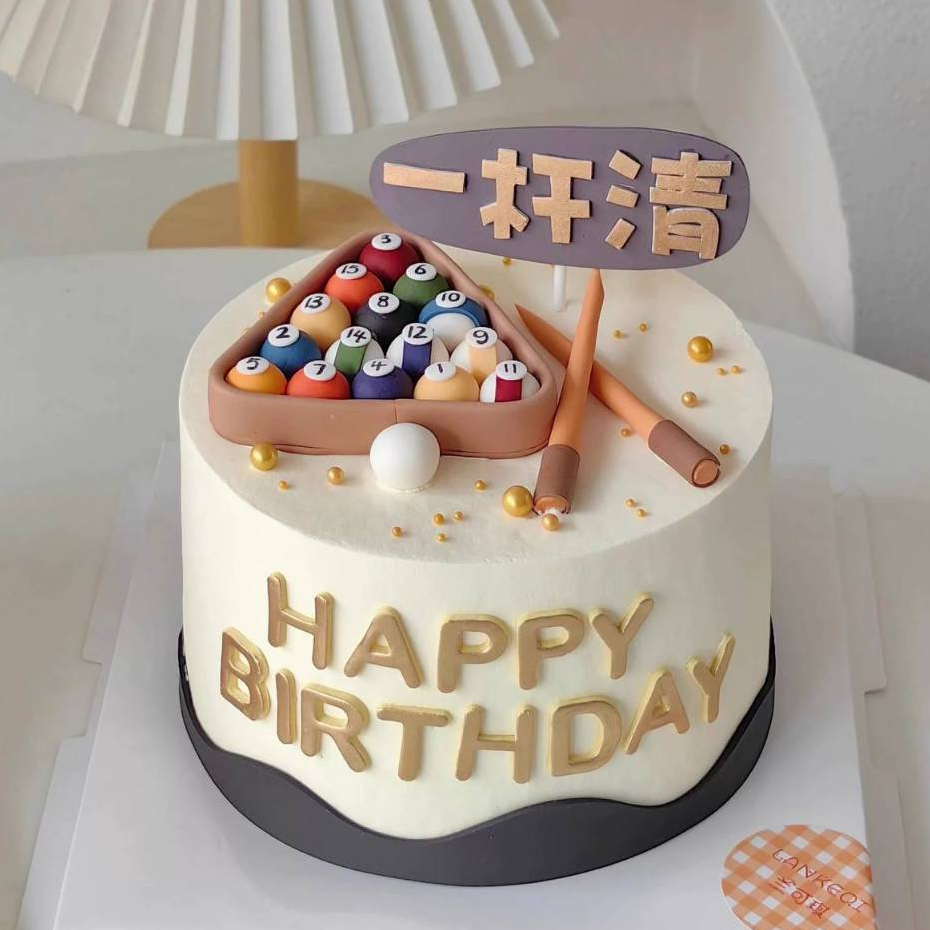 Jual Cake Topper Billiard Bola Sodok dan Tongkat/ Cake Tema Biliard set ...