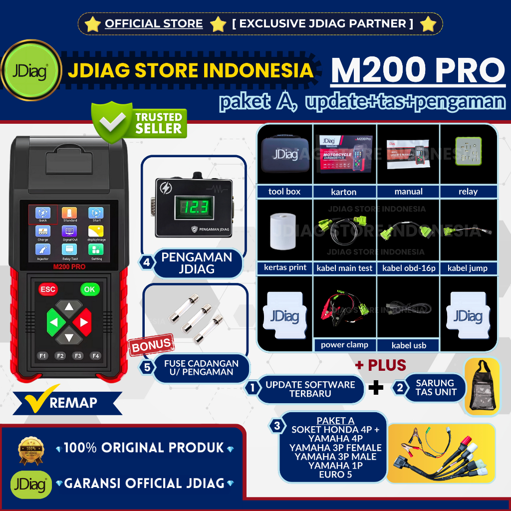 Jual M200PRO JDIAG TERBARU REMAP ECU HONDA JDIAG M200 PRO WITH PRINTER ...