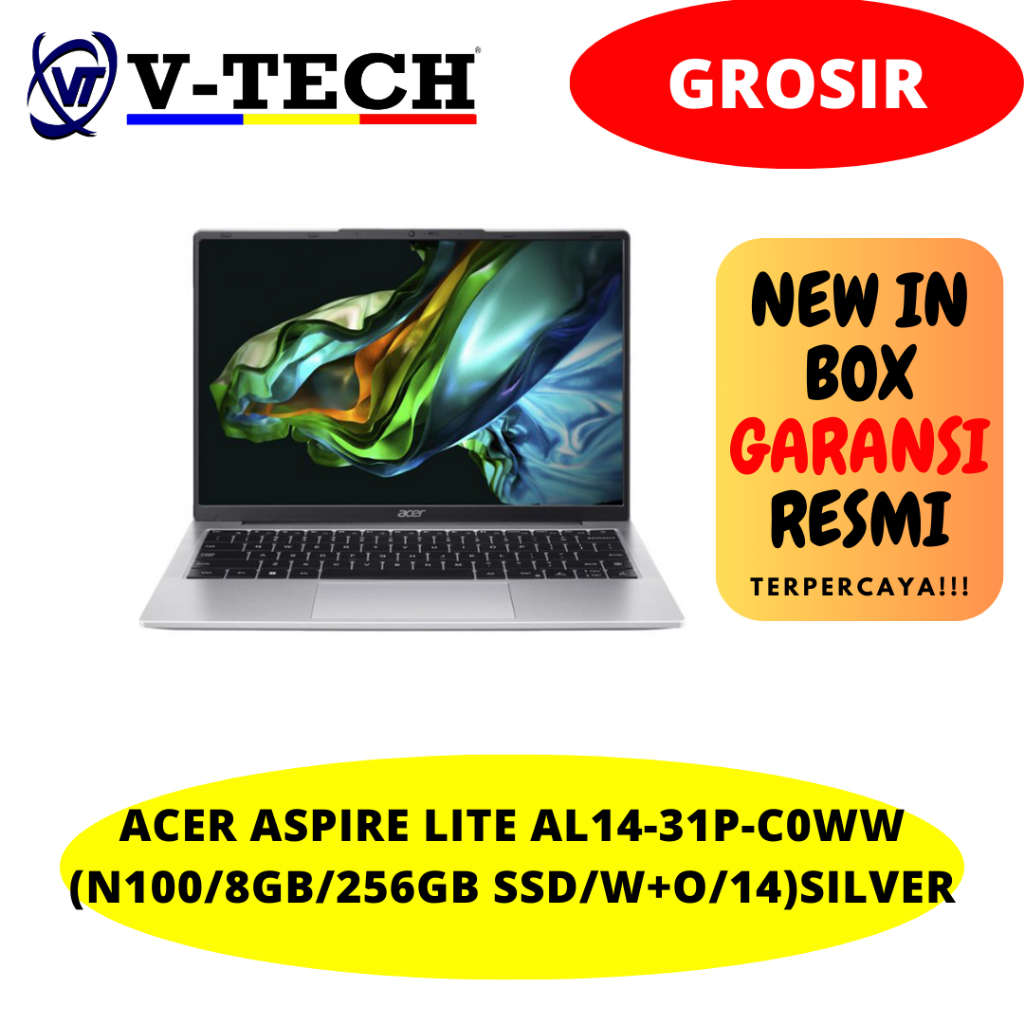 Jual ACER ASPIRE LITE AL14-31P-C0WW (N100/8GB/256GB SSD/W+O/14)SILVER ...