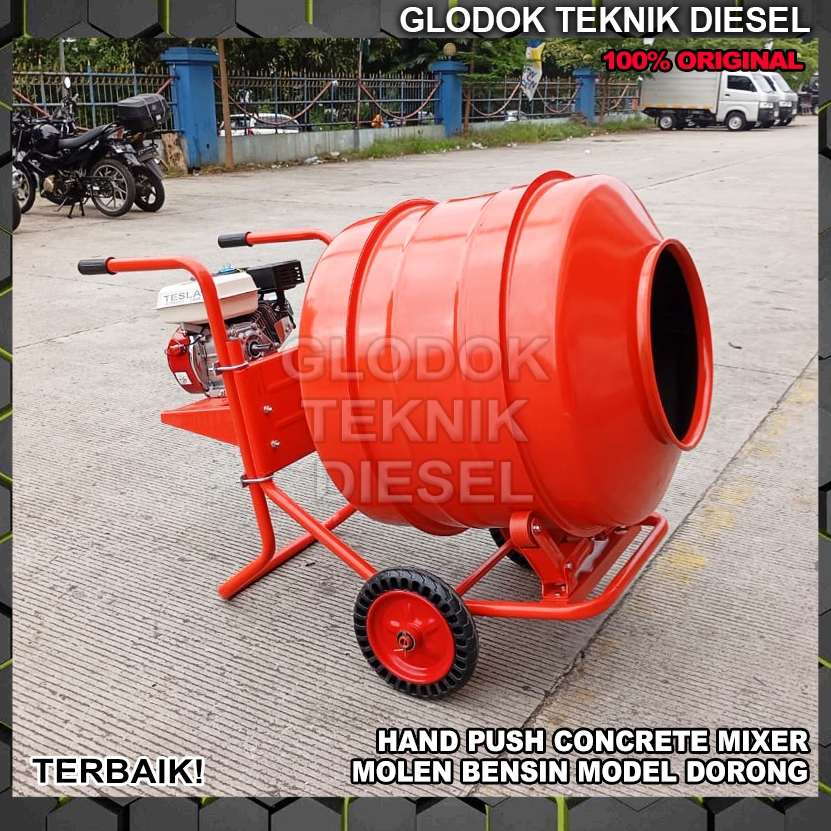 Jual Mesin Molen Dorong 300 LITER + Penggerak Bensin Alat Aduk Semen Beton Concrete Mixer 300 L ...