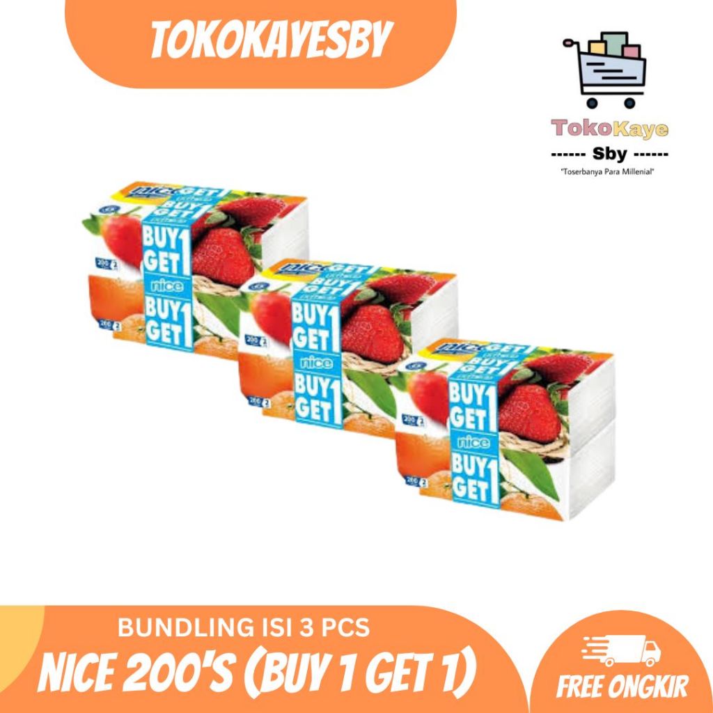Jual Tisu Tissue nice 200 sheet 2 ply buy 1 get 1 pomo bundling 3 pack ...