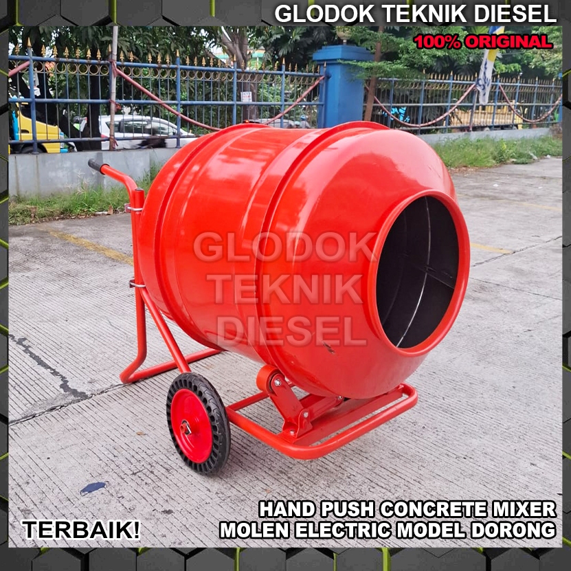 Jual Mesin Molen Dorong Elektrik 450 LITER + Penggerak Dinamo Motor Listrik Alat Aduk Semen ...